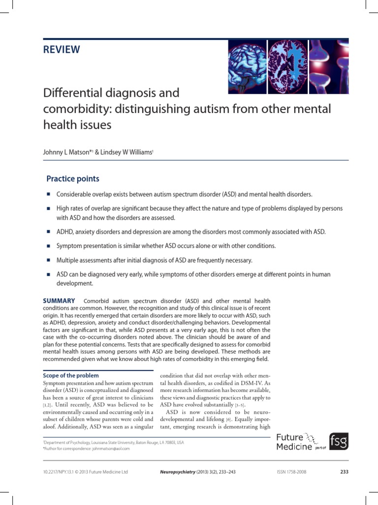 Differential Diagnosis and Comorbidity Distinguishing Autism From Other ...