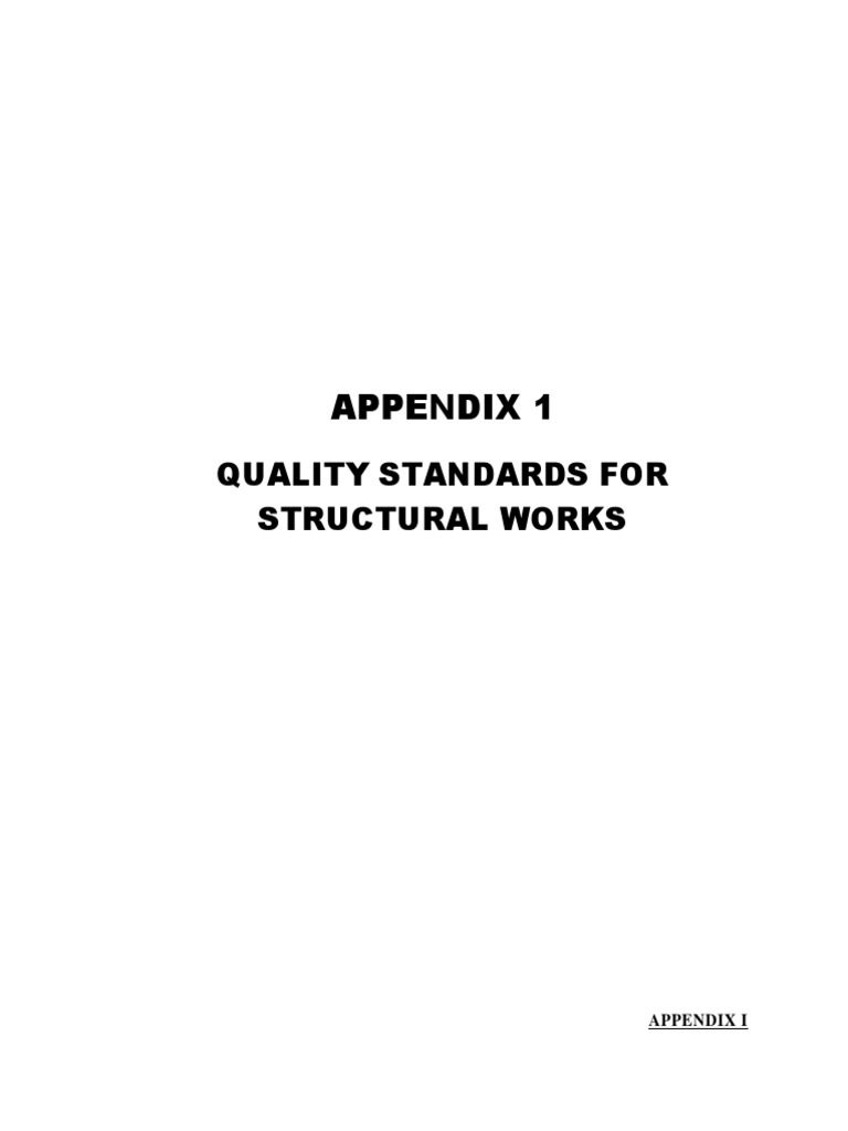Appendix 1: Quality Standards For Structural Works | PDF | Engineering ...