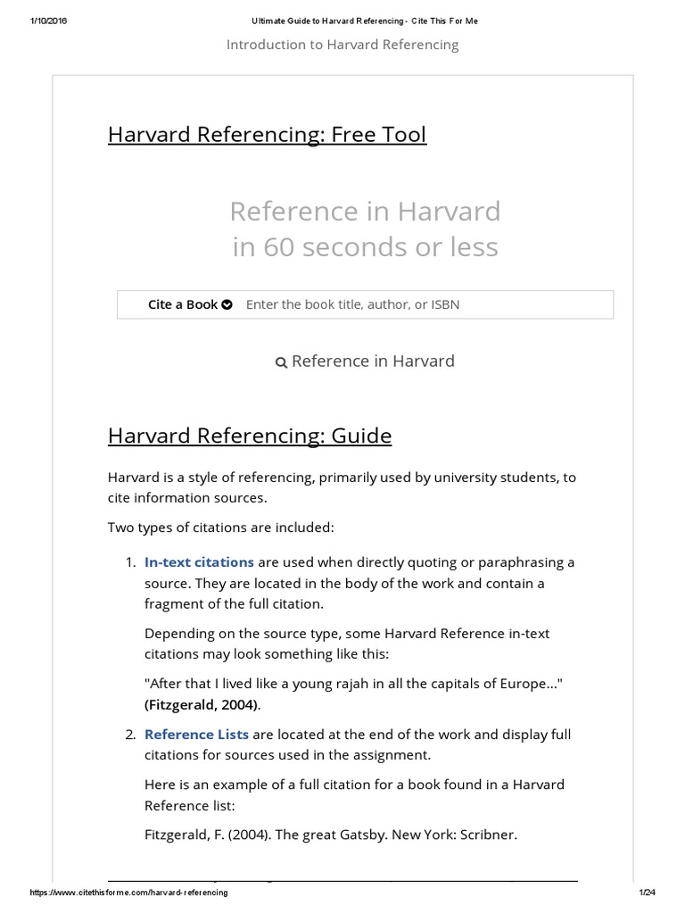 Ultimate Guide To Harvard Referencing - Cite This For Me | PDF ...