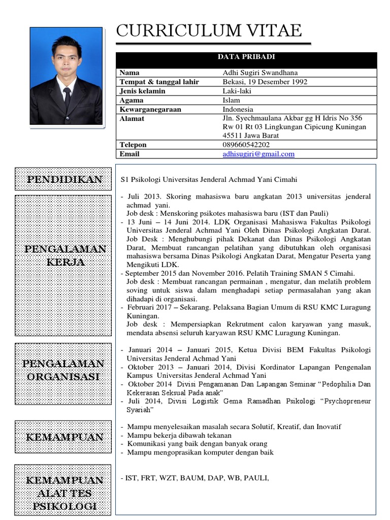 CV Adhi Sugiri 1 ++ | PDF