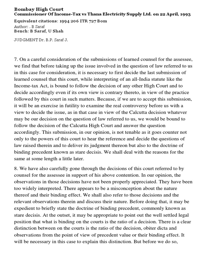 Bombay High Court Citation | PDF | Precedent | Supreme Courts