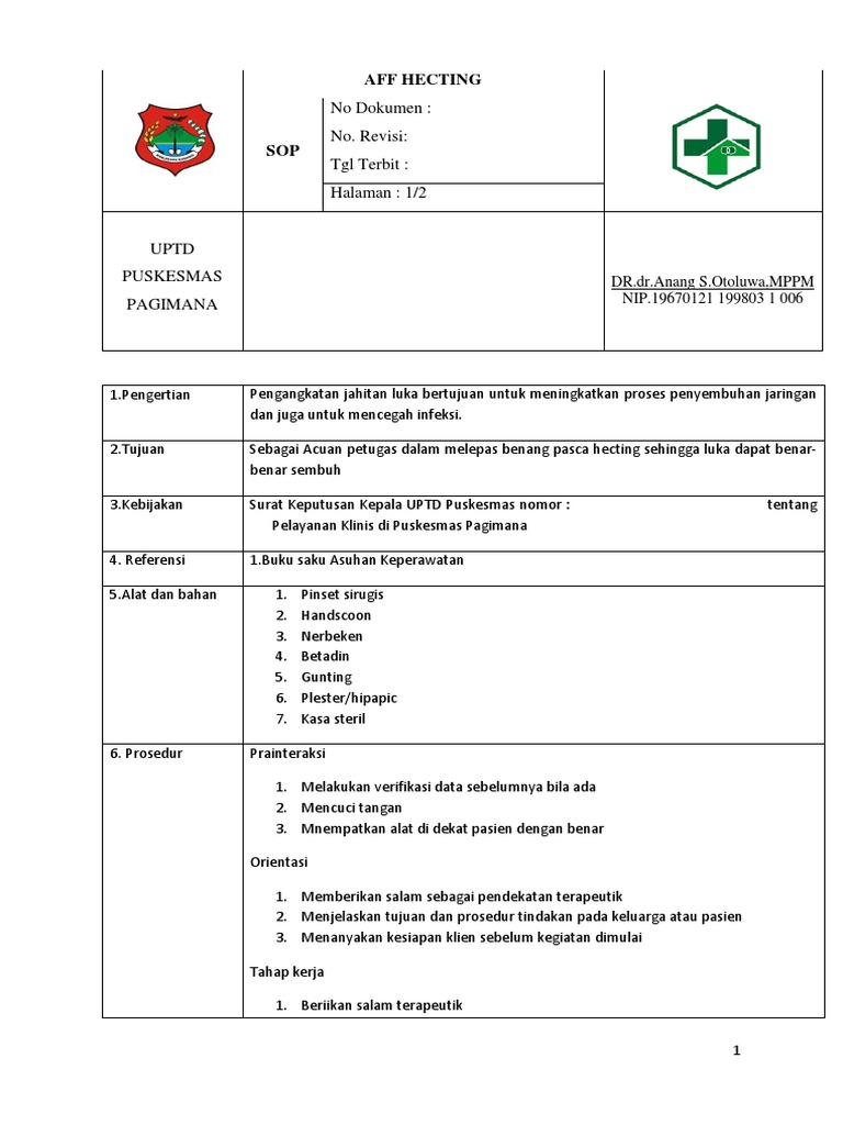 No Dokumen: No. Revisi: TGL Terbit: Halaman: 1/2: Aff Hecting | PDF ...