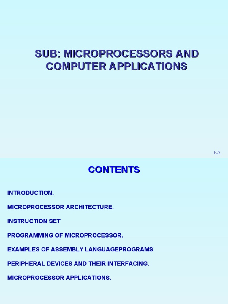 Sub: Microprocessors and Computer Applications | PDF | Central Processing Unit | Input/Output