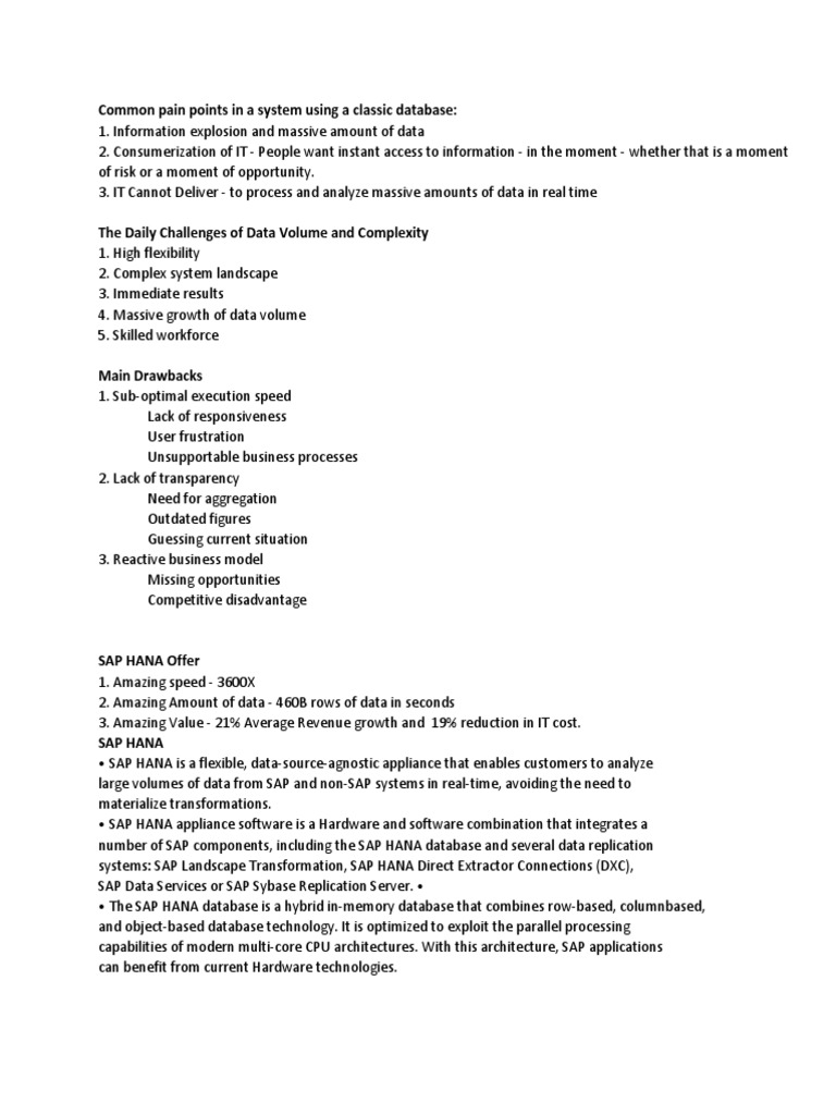 Common Pain Points in A System Using A Classic Database | PDF | Sap Se ...