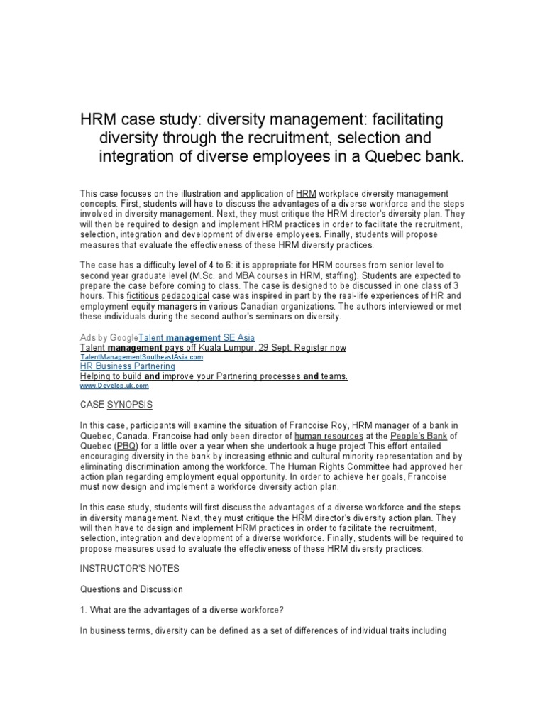 HRM Case Study | PDF | Human Resource Management | Mentorship