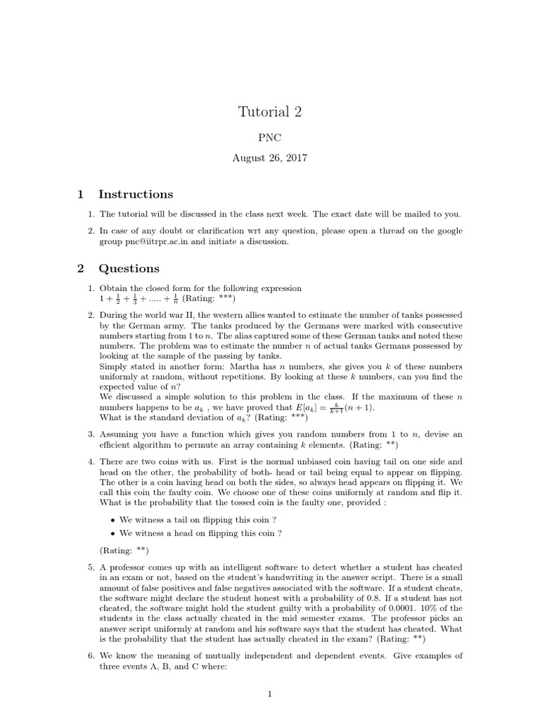 Tutorial 2 PDF | PDF | Statistics | Teaching Mathematics