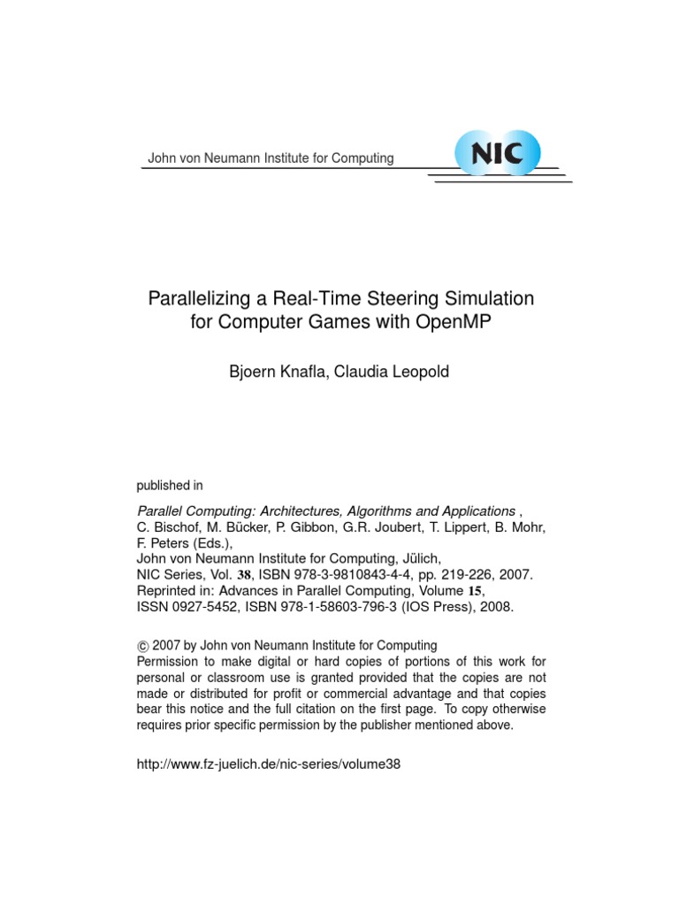 Parallelizing A Real-Time Steering Simulation For Computer Games With Openmp | PDF | Parallel ...