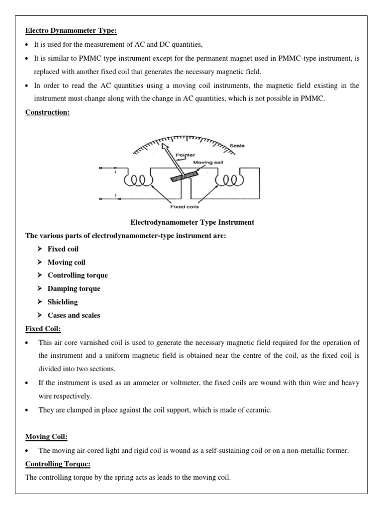 Measure AC and DC with electrodynamometer instrument | PDF | Inductor ...