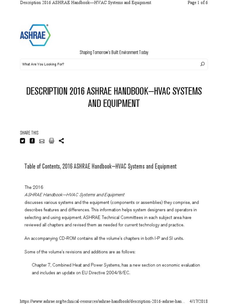 Description 2016 Ashrae Handbook-Hvac Systems and Equipment | PDF ...