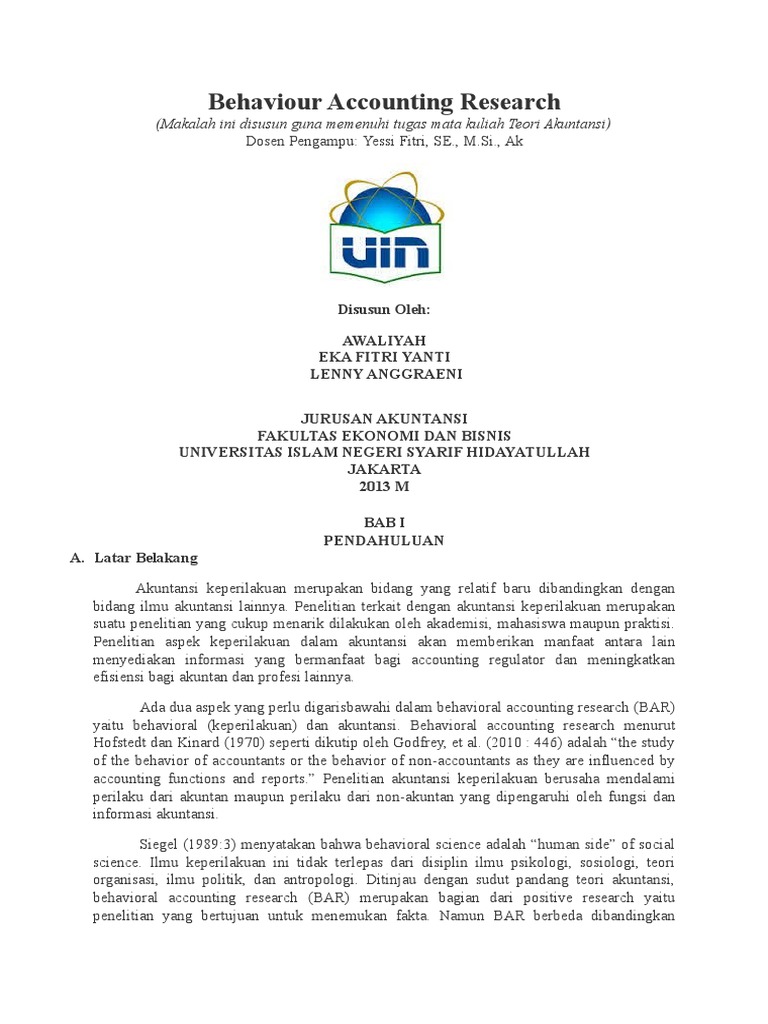 Behaviour Accounting Research | PDF