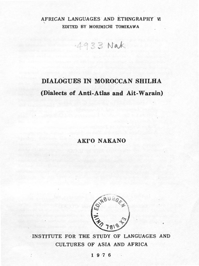 Dialogues in Moroccan Shilha (Dialects of Anti-Atlas and Ait-Warain ...