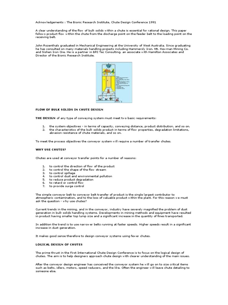 Chute Design | PDF | Belt (Mechanical) | Friction