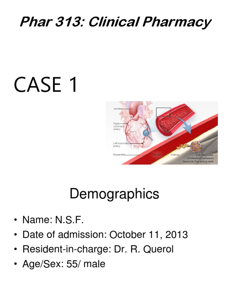 Sample Clinical Pharmacy Case | PDF | Coronary Artery Disease | Artery