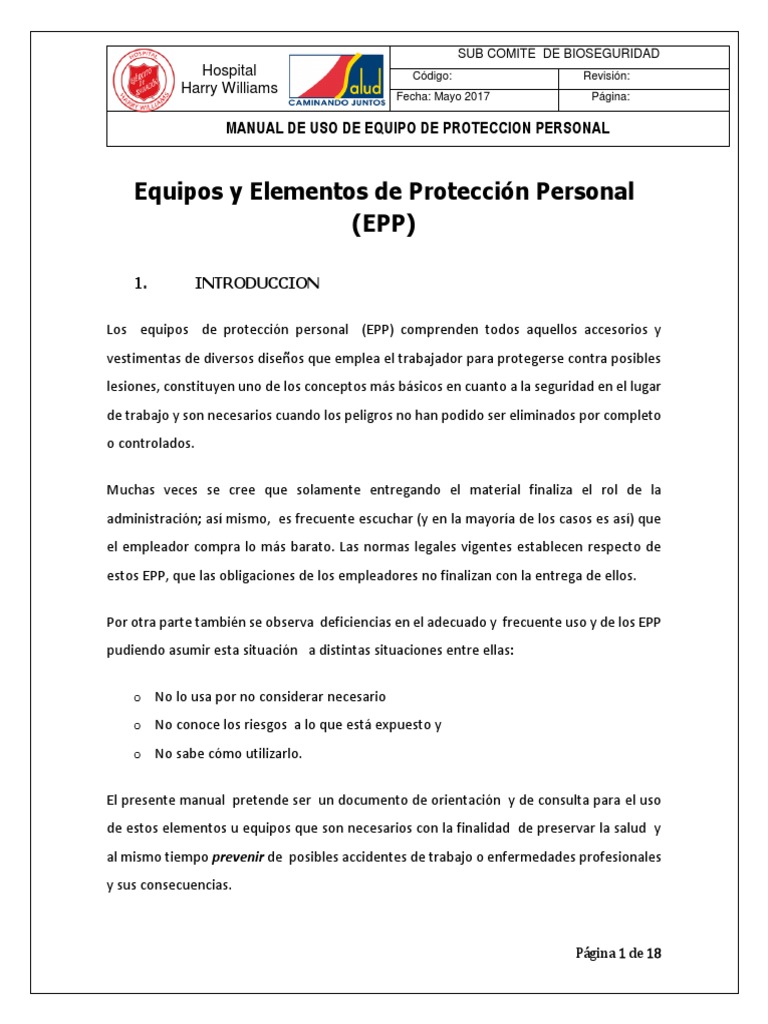 Uso de Epp 2017 | PDF | Hospital | Lavado de manos