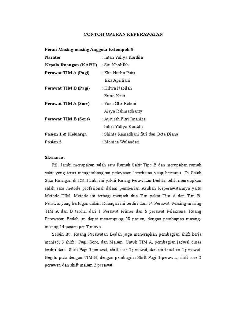 Contoh Operan Keperawatan | PDF