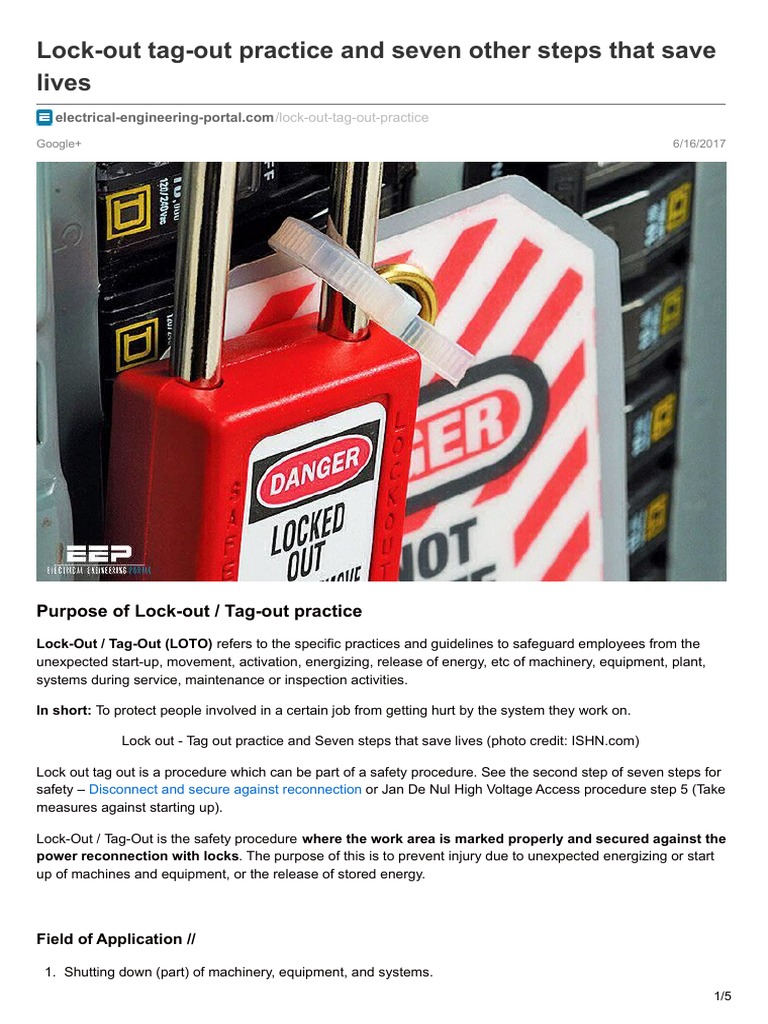 LOTO Practice & 7 Other Steps - EEP | PDF | Electrical Engineering ...