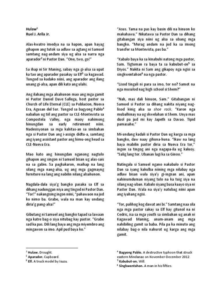 Hulaw Ruel J. Arila JR | PDF