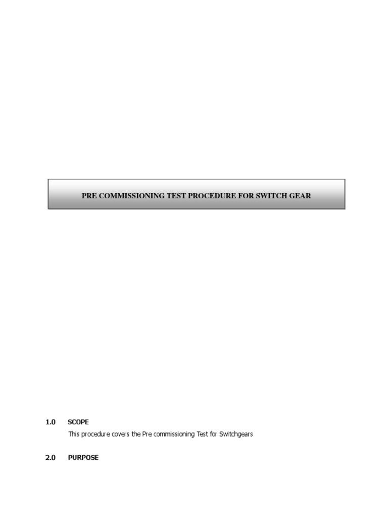 Comprehensive Pre-Commissioning Test Procedure and Requirements for ...