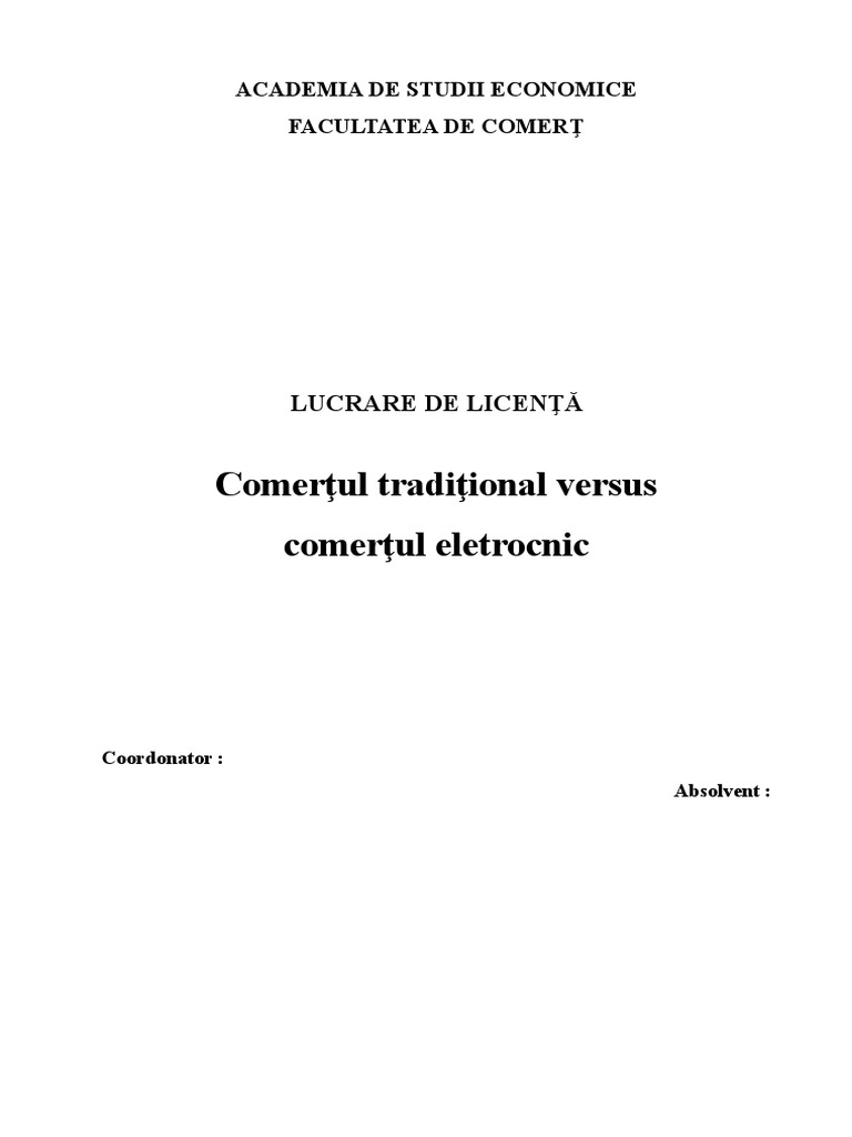 Comertul Traditional Versus Comertul Electronic | PDF