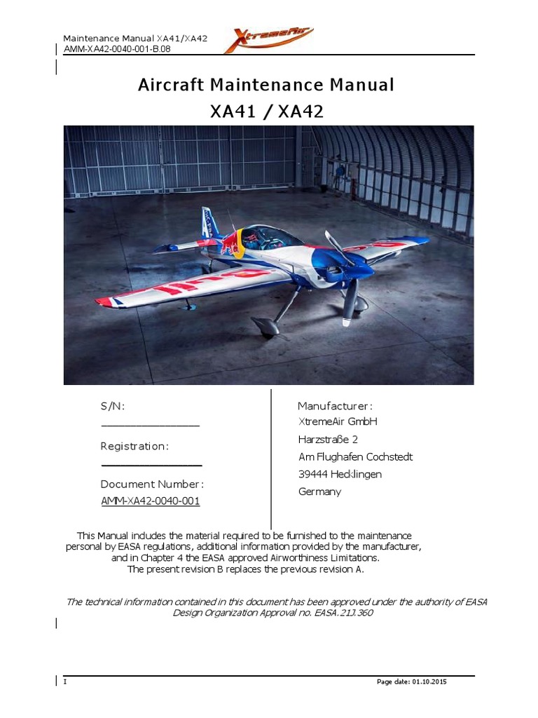 AMM XA42 0040 001 B.08 Aircraft Maintenance Manual - Klein | Download ...