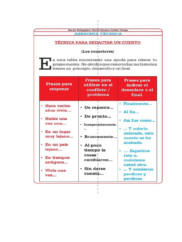 Conectores para Cuento | PDF