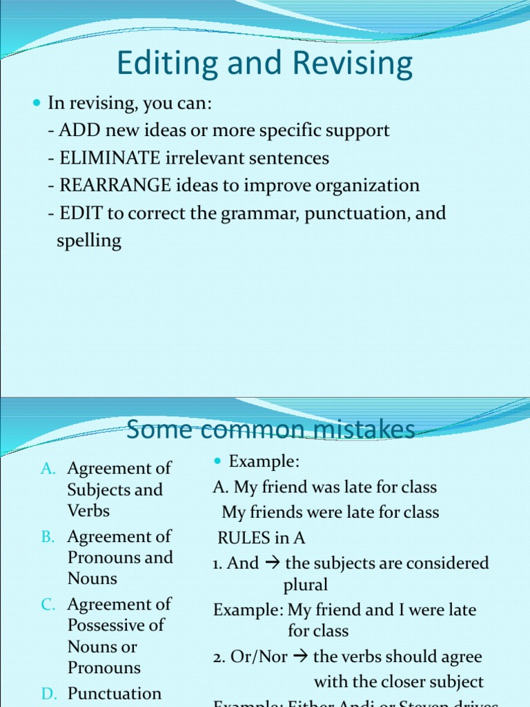 Editing and Revising | PDF | Grammatical Number | Plural