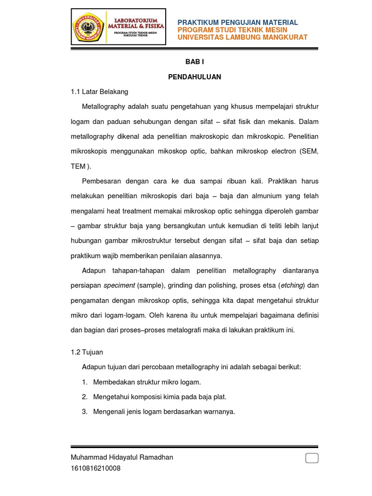 Laporan Pengujian Material Metallography | PDF