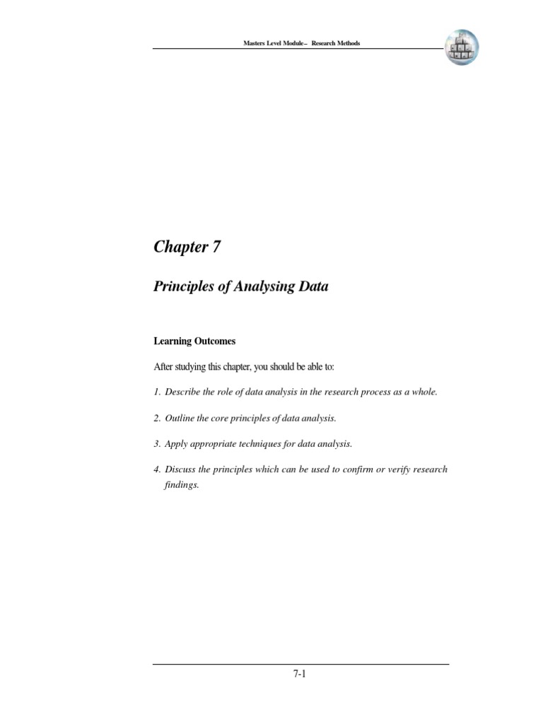 Principles of Analysing Data: Learning Outcomes | PDF | Data Analysis ...