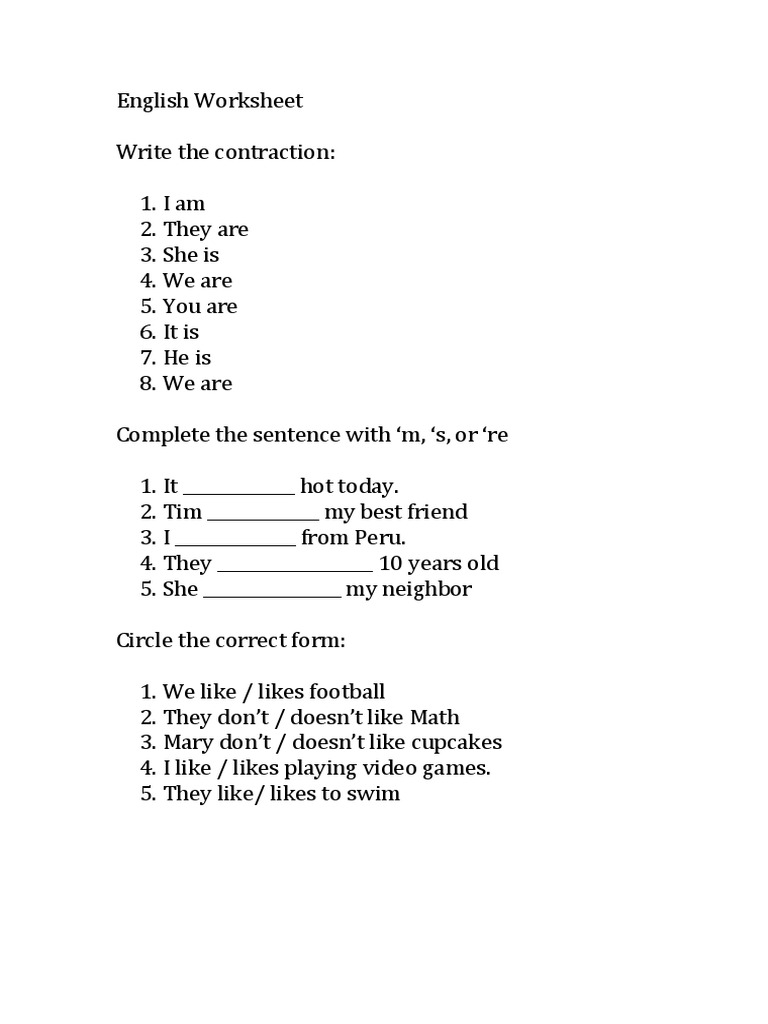 English Worksheet | PDF