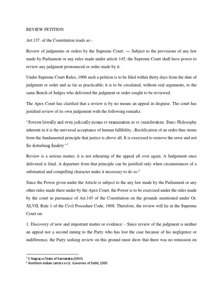 Review Petition | PDF | Supreme Court Of India | Judgment (Law)