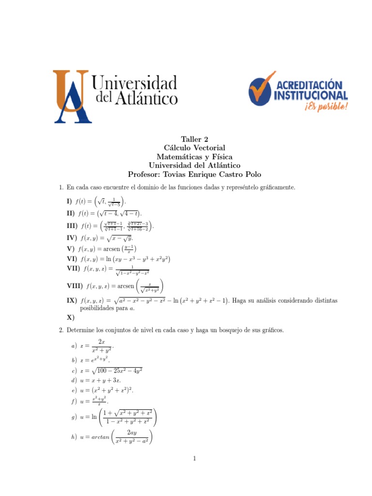 Taller 2 Cálculo III | PDF | Conjunto convexo | Derivado
