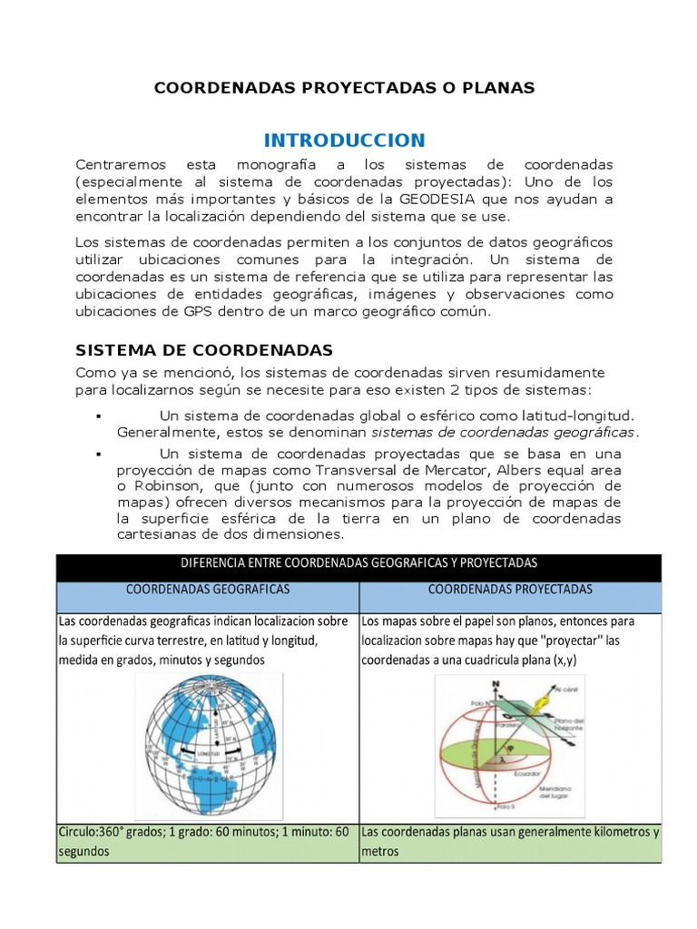 Sistemas de Coordenadas Proyectadas | PDF | Sistema coordinado | Mapa