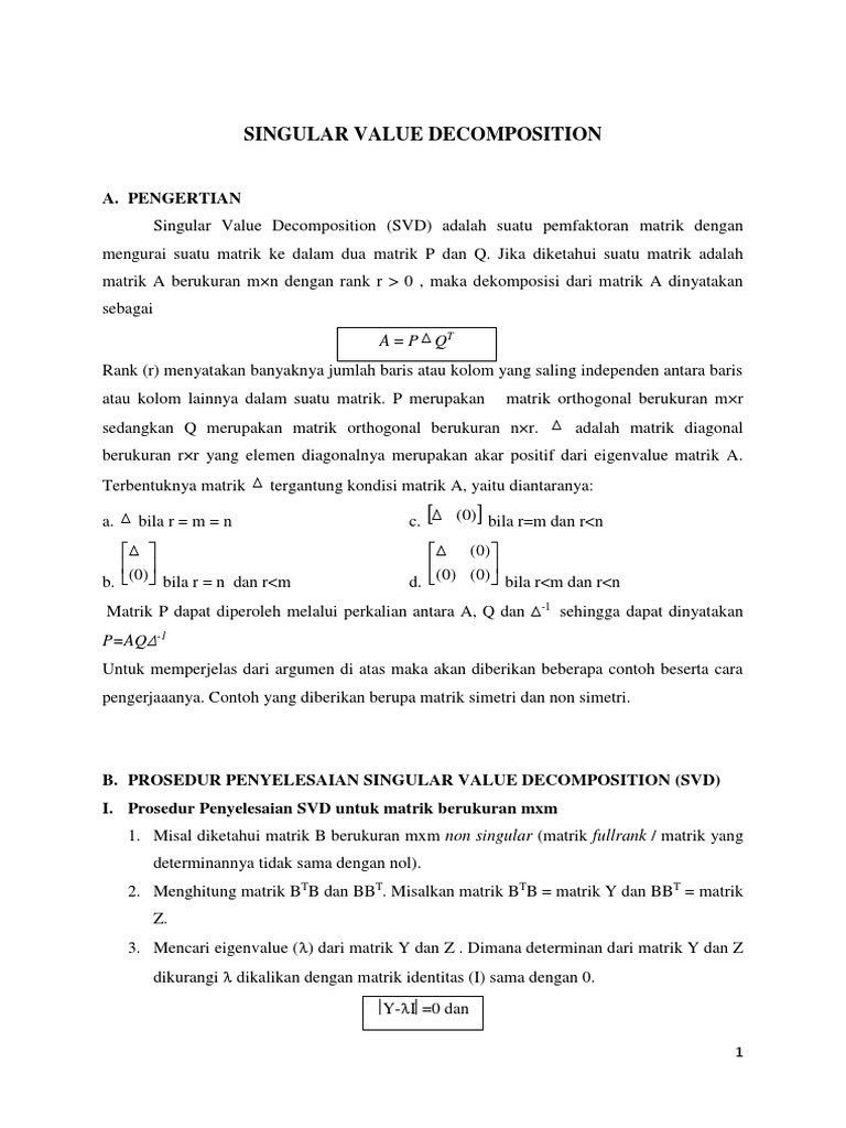 Singular Value Decomposition | PDF