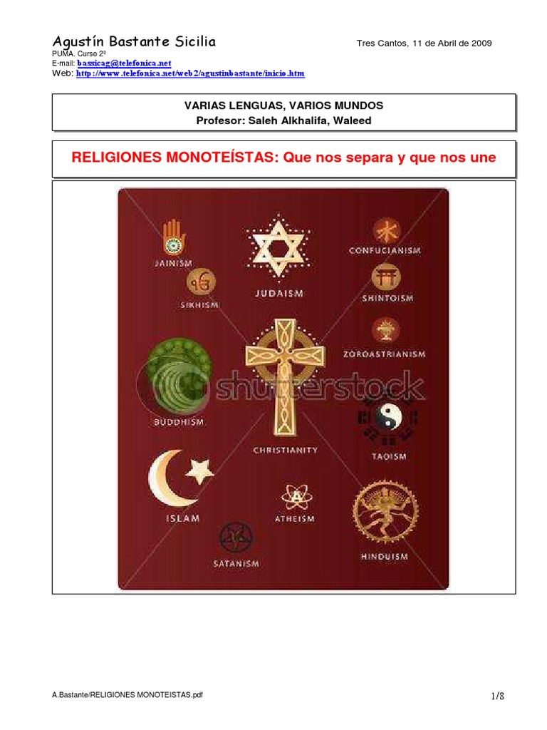 Religiones Monoteistas PDF | PDF | Monoteísmo | Antropologia Cultural