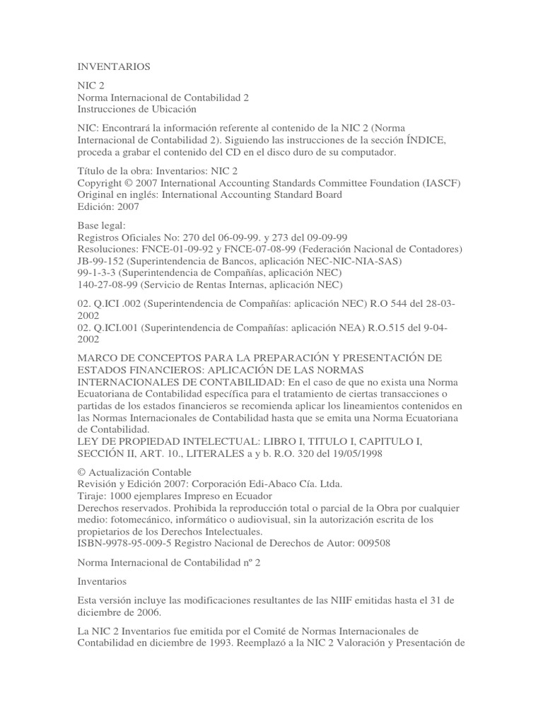 Nic 2 | PDF | Costo | Contabilidad