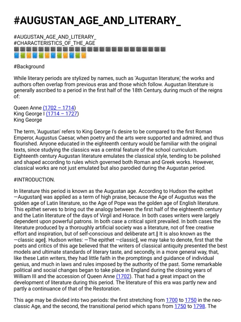 Augustan Age and Literary | PDF | Satire | Augustus