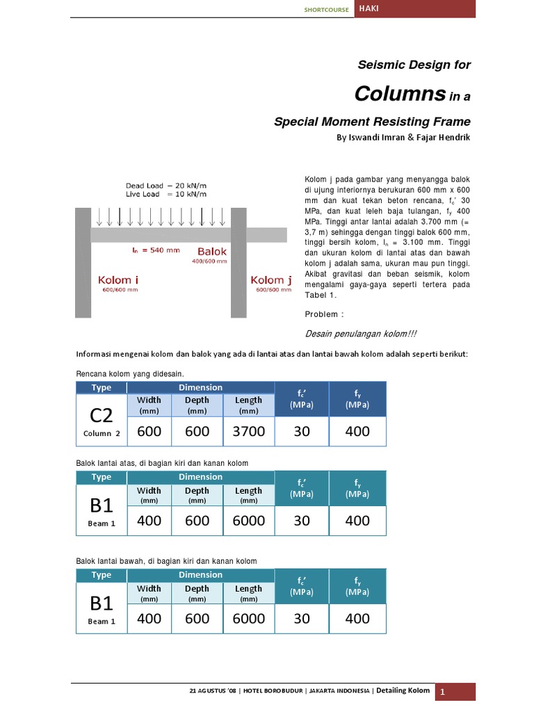 Desain Kolom (Coloumn Design) SHORTCOURSE HAKI PDF | PDF