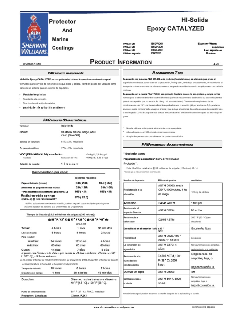 Hi - Solids Ficha Tecnica - En.es | PDF | Epoxy | Materiales