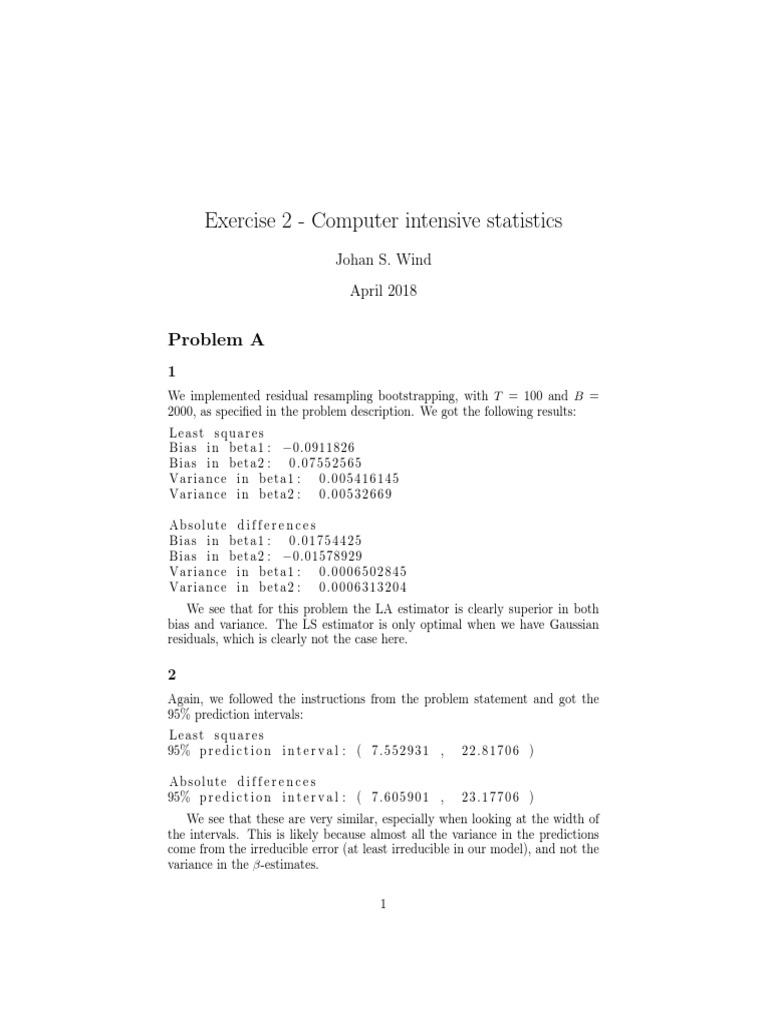 Exercise 3 Computer Intensive Statistics | PDF | Resampling (Statistics) | Variance