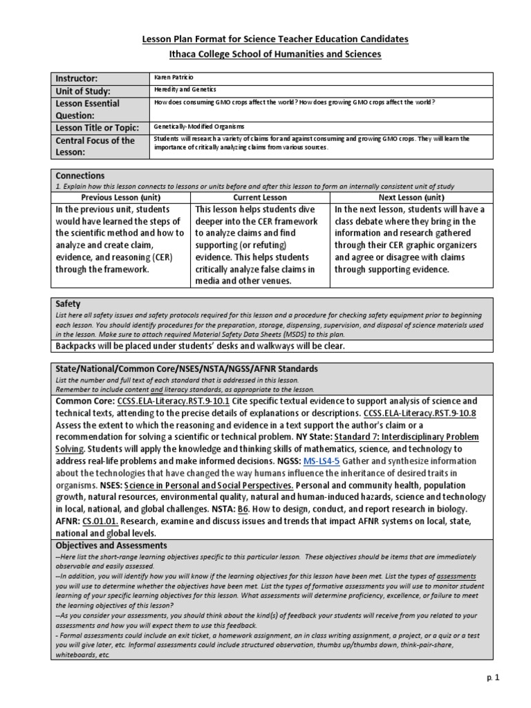 Gmos Lesson Plan - Nature of Science - Karen Patricio | PDF ...