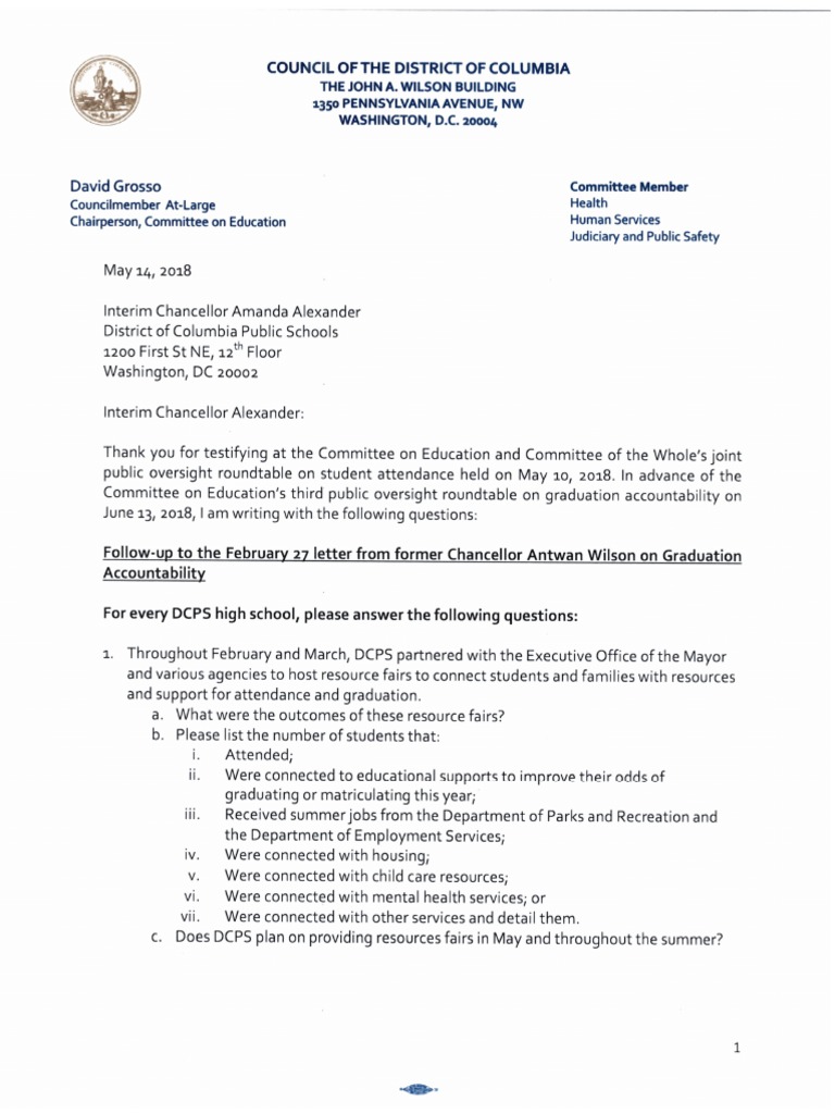 Grosso Graduation Accountability Letter Follow-Up