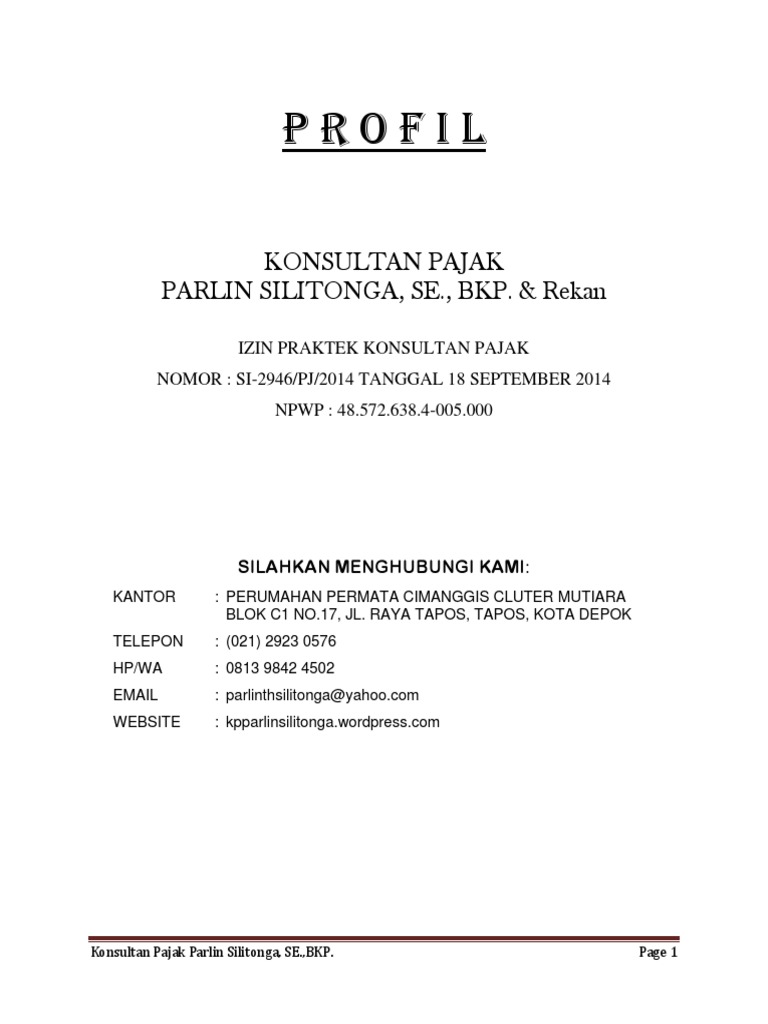 Proposal Konsultan Pajak | PDF