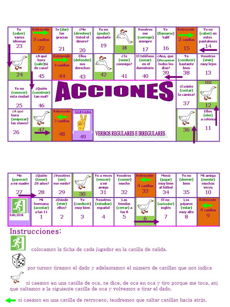 Tablero de La OCa Verbos Regulares e Irregulares | PDF