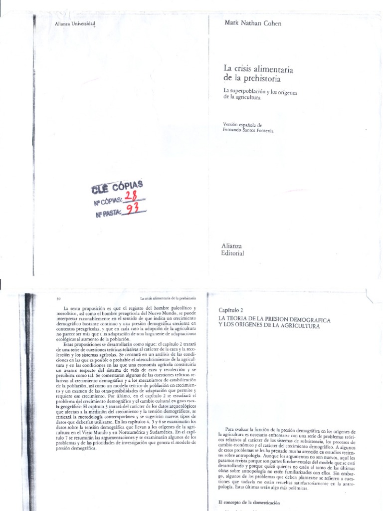 U5 COHEN C2 La Teoria de La Presion Demografica | PDF