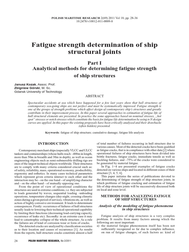 Fatigue Strength Determination of Ship Structural Joints | PDF ...