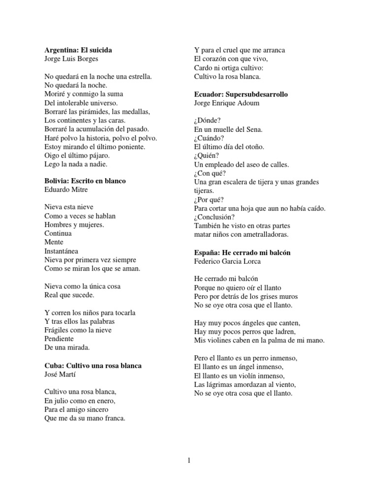 13 Easy Poems From Around The Spanish-Speaking World | PDF | Nature