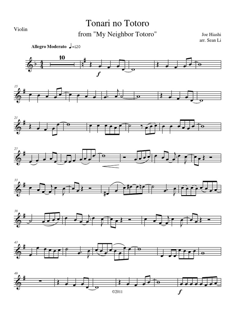 Totoro Violin Sheet Music | PDF | Leisure