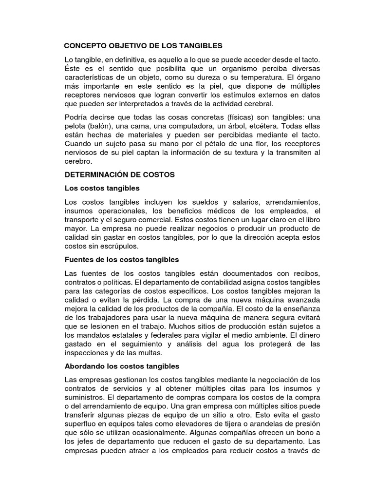 Concepto Objetivo de Los Tangibles (Contabilidad) | PDF | Depreciación ...