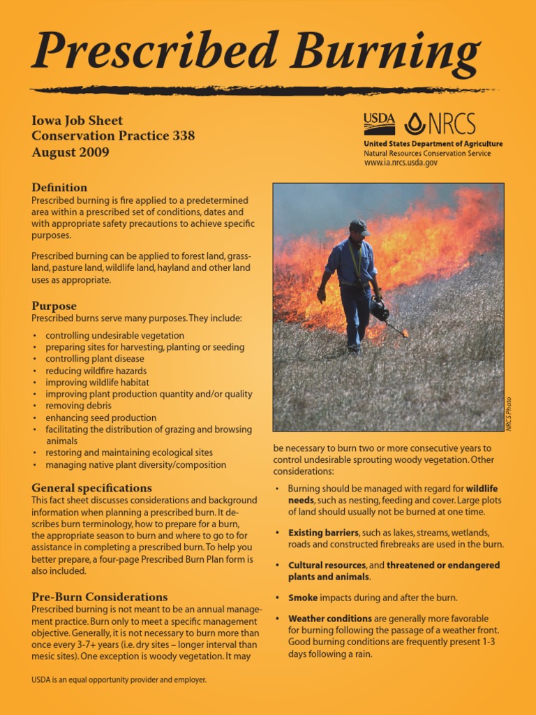Prescribed Burning - Iowa Job Sheet, Conservation Practice 338, August ...