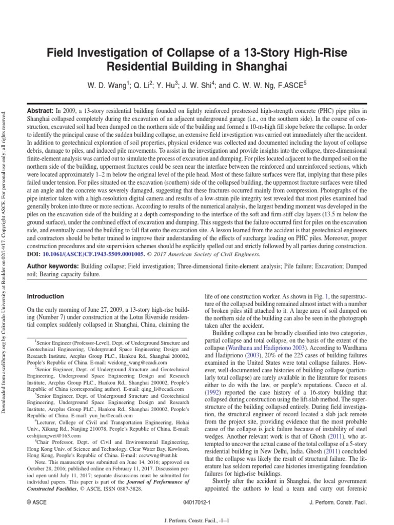 Wang2017 Field Investigation of Collapse of A 13-Story High-Rise ...